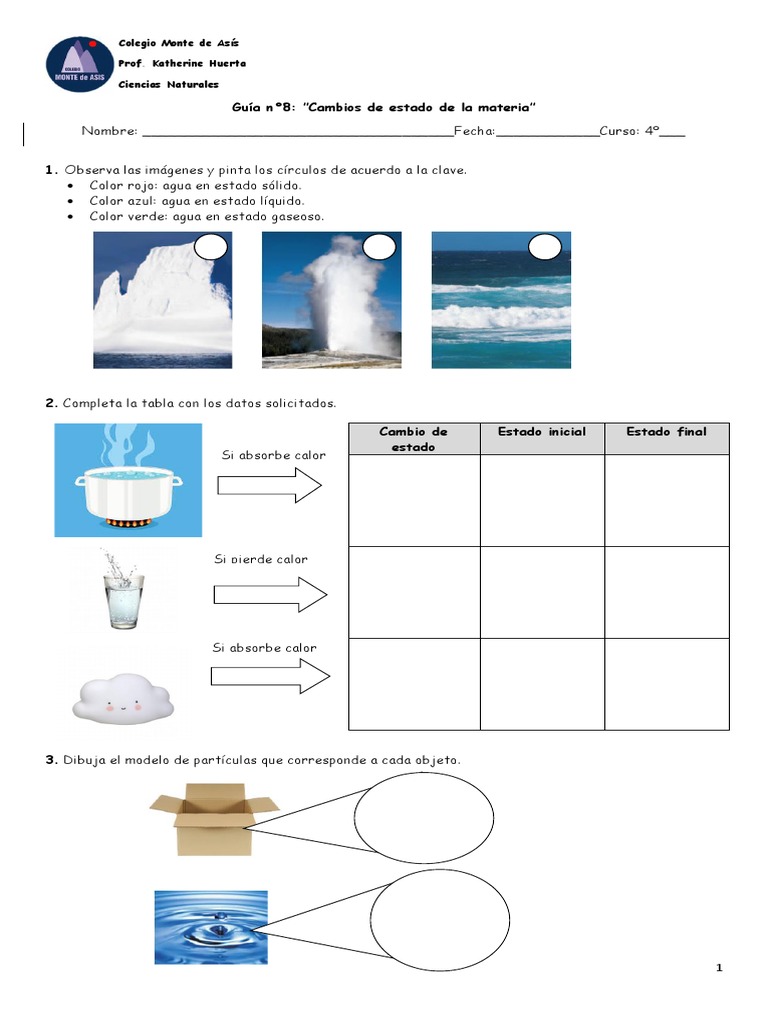4° Guía N°8 Cambios de Estado de La Materia | PDF