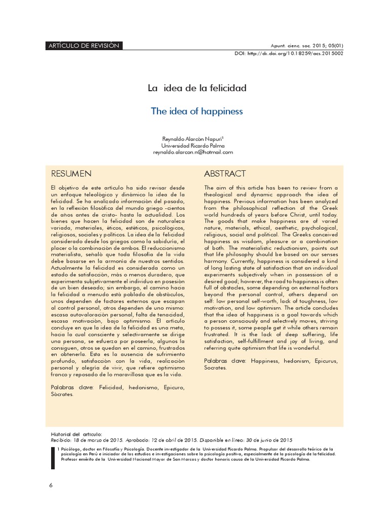 La Idea de La Felicidad - Lectura | PDF | Placer | Hedonismo