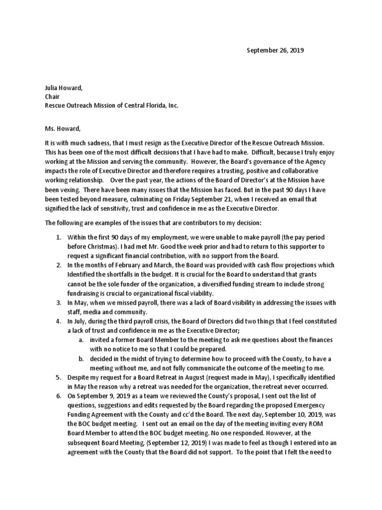 ROM Letter of Resignation | PDF | Board Of Directors | Government