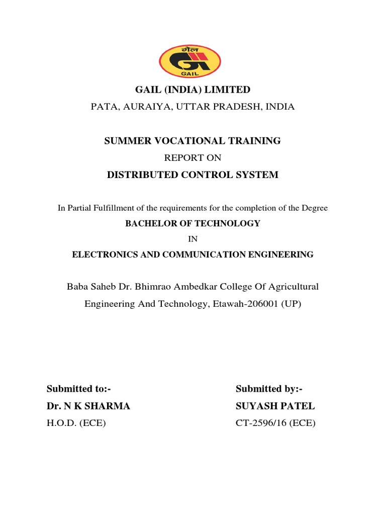Suyash GAIL Summer Training Report | PDF | Scada | Programmable Logic ...