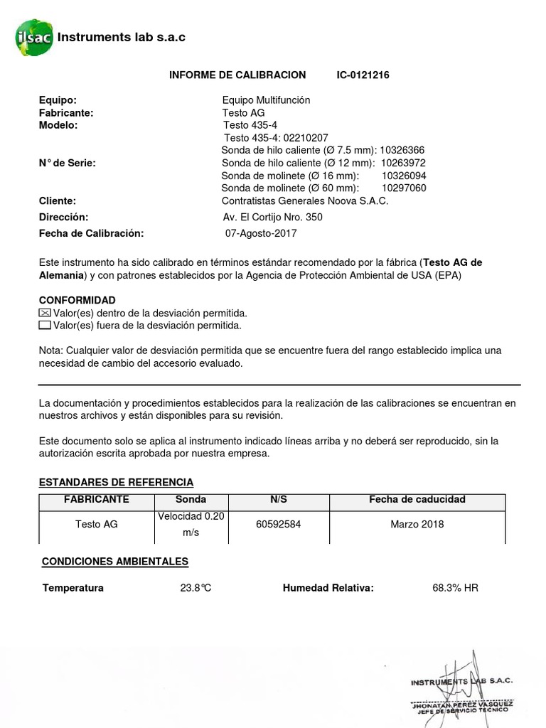 Informe de Calibracion Ic | PDF | Calibración | Exactitud y precisión