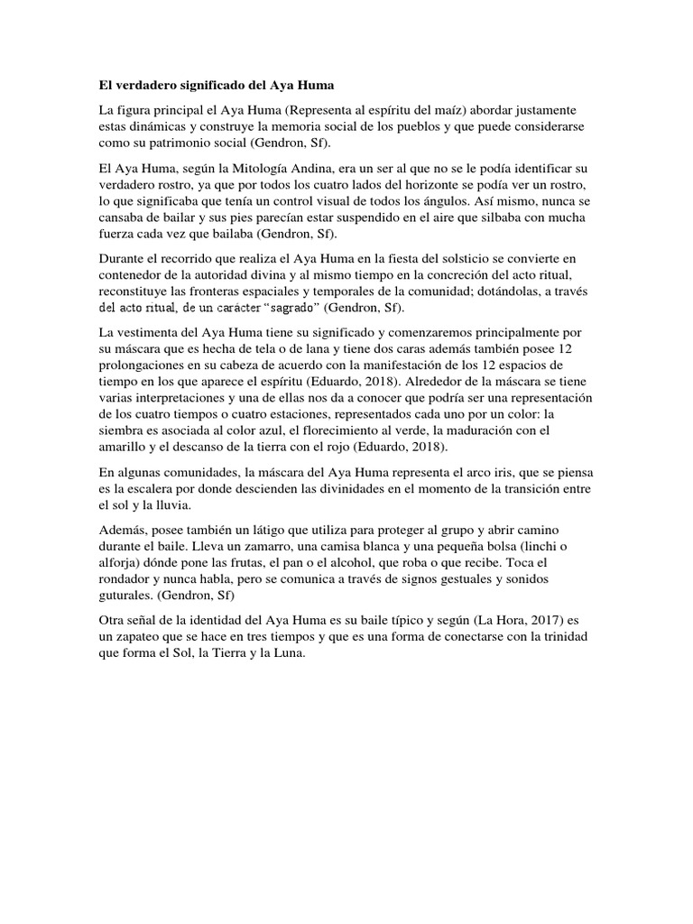 El Verdadero Significado Del Aya Huma | PDF | Máscara