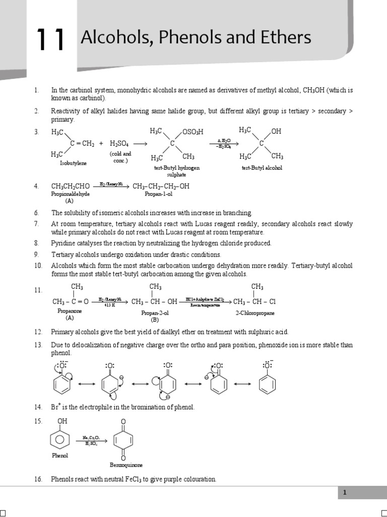 11 Alcohols Phenols and Ethers | PDF | Ether | Alcohol