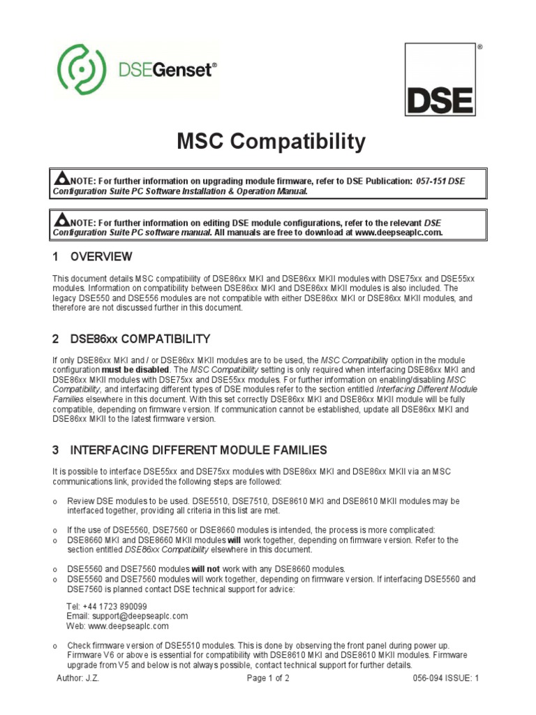 Interfacing Different DSE Module Families | PDF