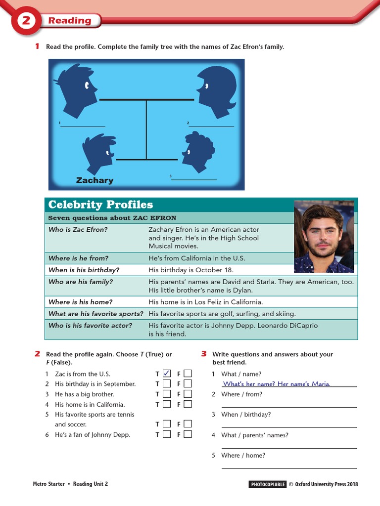 Metro Starter Reading Worksheets