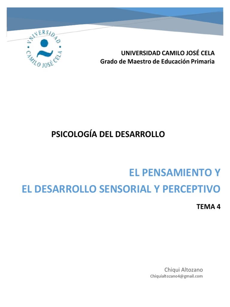 Tema 4 El Pensamiento y El Desarrollo Sensorial y Perceptivo | PDF | Percepción | Desarrollo ...