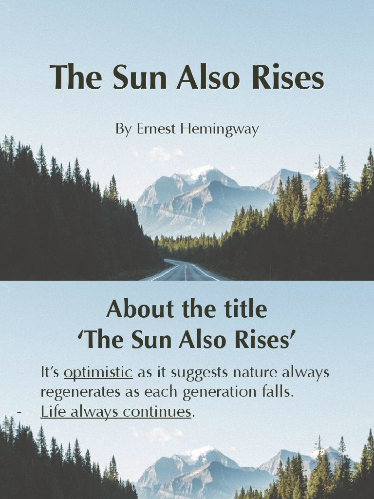 Summary of "The Sun Also Rises" | PDF