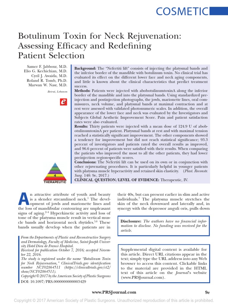 Nefertiti Lift Botox | PDF | Botulinum Toxin | Plastic Surgery