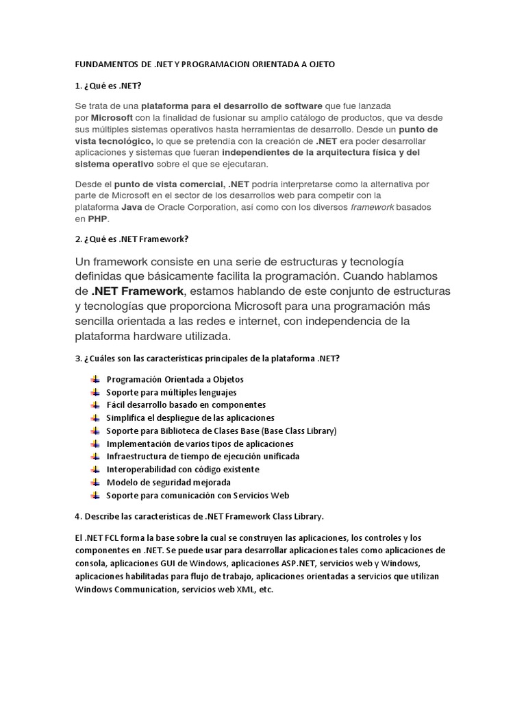 INVESTIGACION | PDF | .NET Framework | Programación orientada a objetos