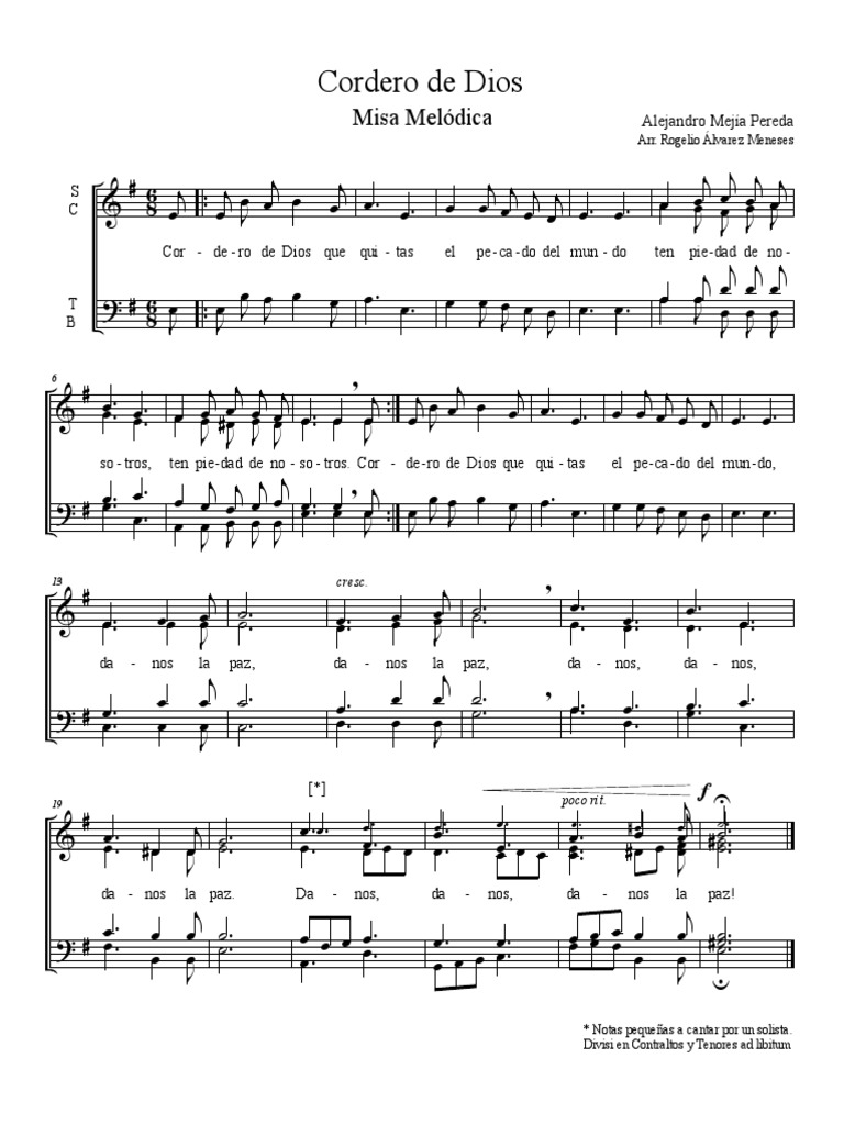 Mejia - Cordero de Dios - Coro | PDF | Religión y creencia