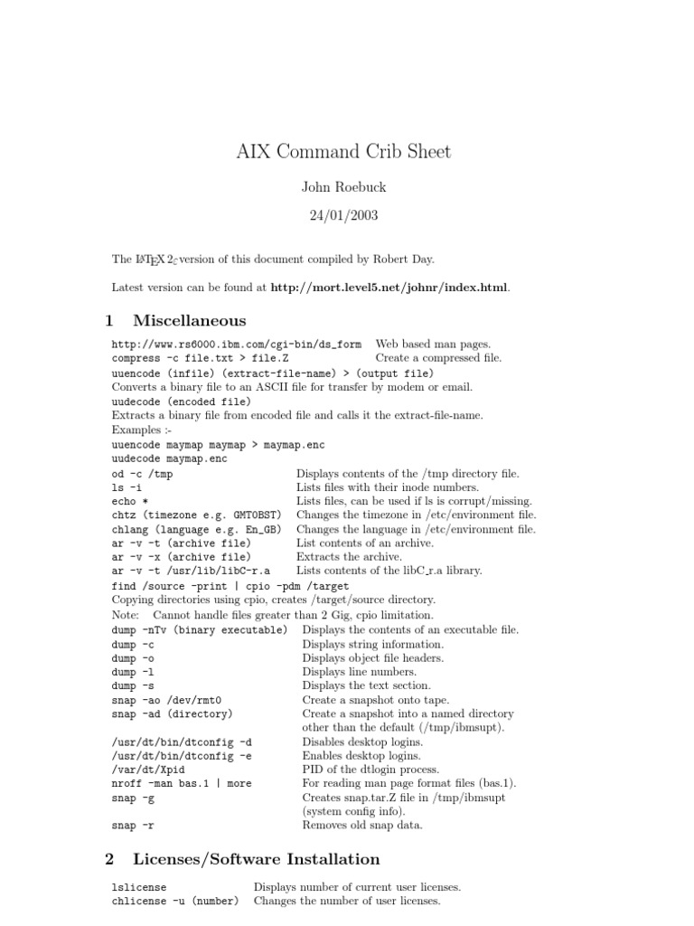 Aix Commands Pdf Computers