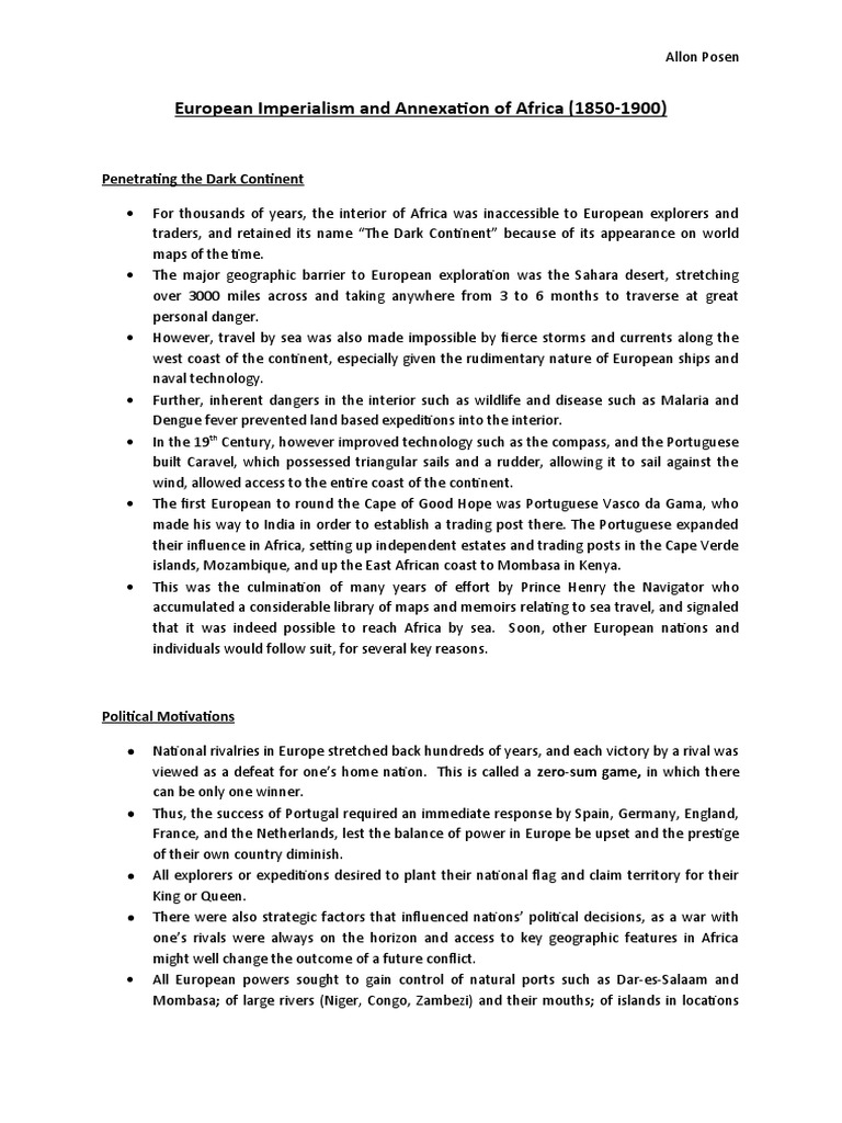 European Imperialism in Africa (1850-1900) | PDF | David Livingstone ...