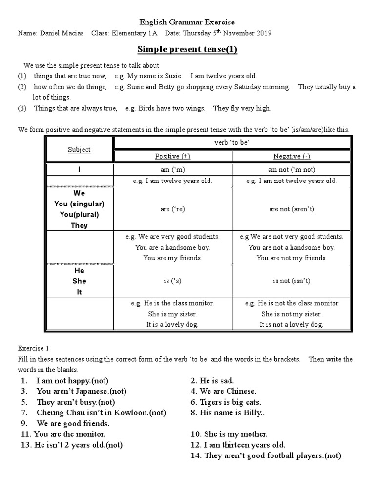 Present Simple Exercises | Download Free PDF | Question | English Grammar
