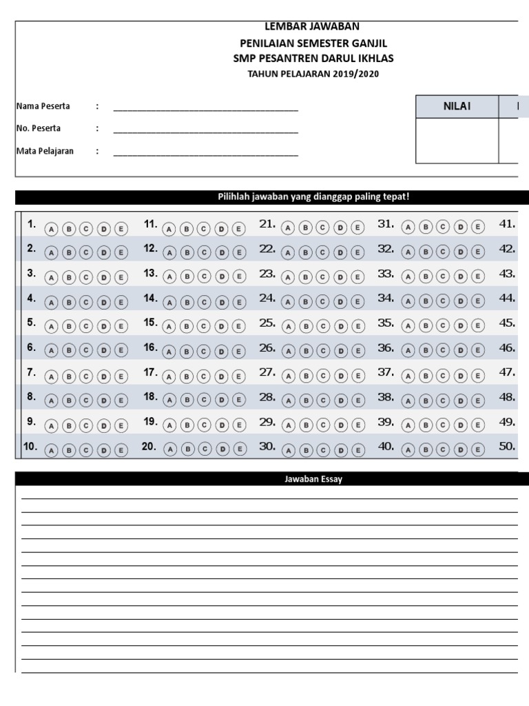 Lembar Jawaban (LJK) | PDF