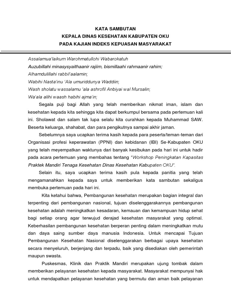 Kata Sambutan Pertemuan. | PDF