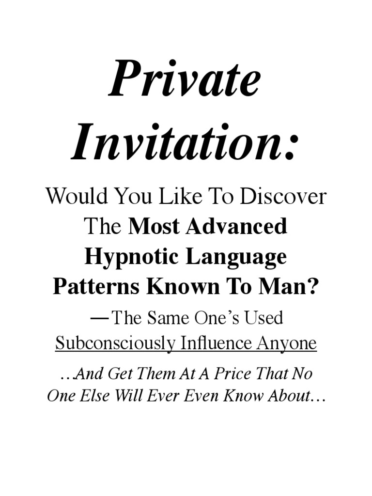 Hypnotic Language Pattern | PDF | Neuro Linguistic Programming ...