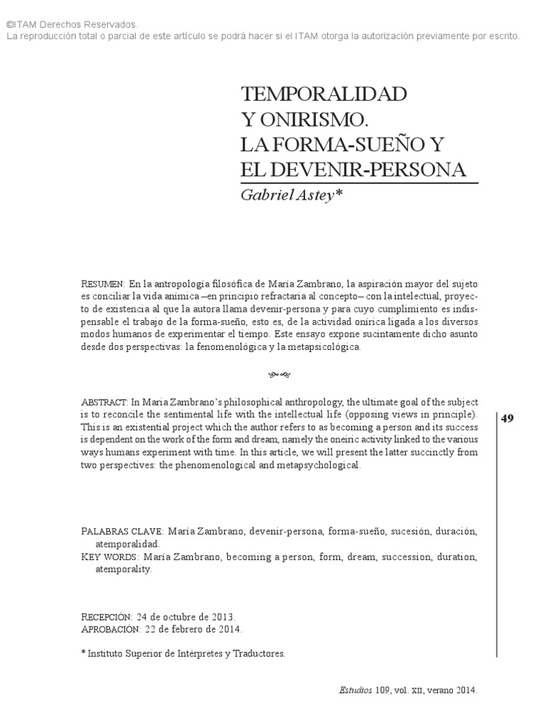 Asley (2018) La Fenomenología Del Onirismo en El Pensamiento de MZ ...