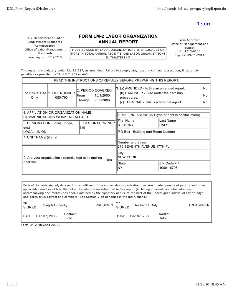 Form Lm-2 Labor Organization Annual Report: Return | PDF | Book Value ...