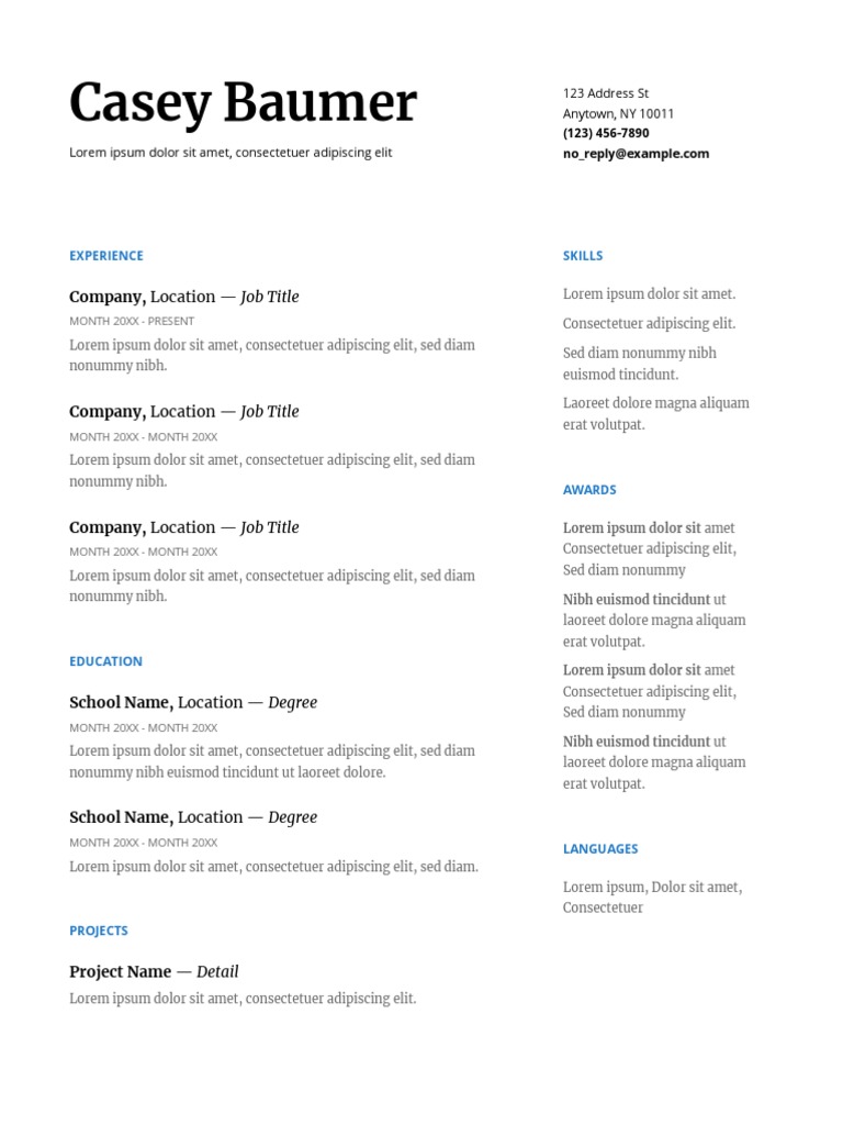 Microsoft CV Resume Template 16 | PDF