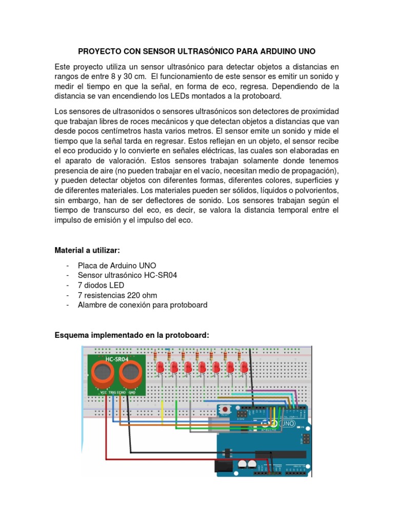Ultrasonico Con Arduino | PDF | Diodo emisor de luz | Sensor