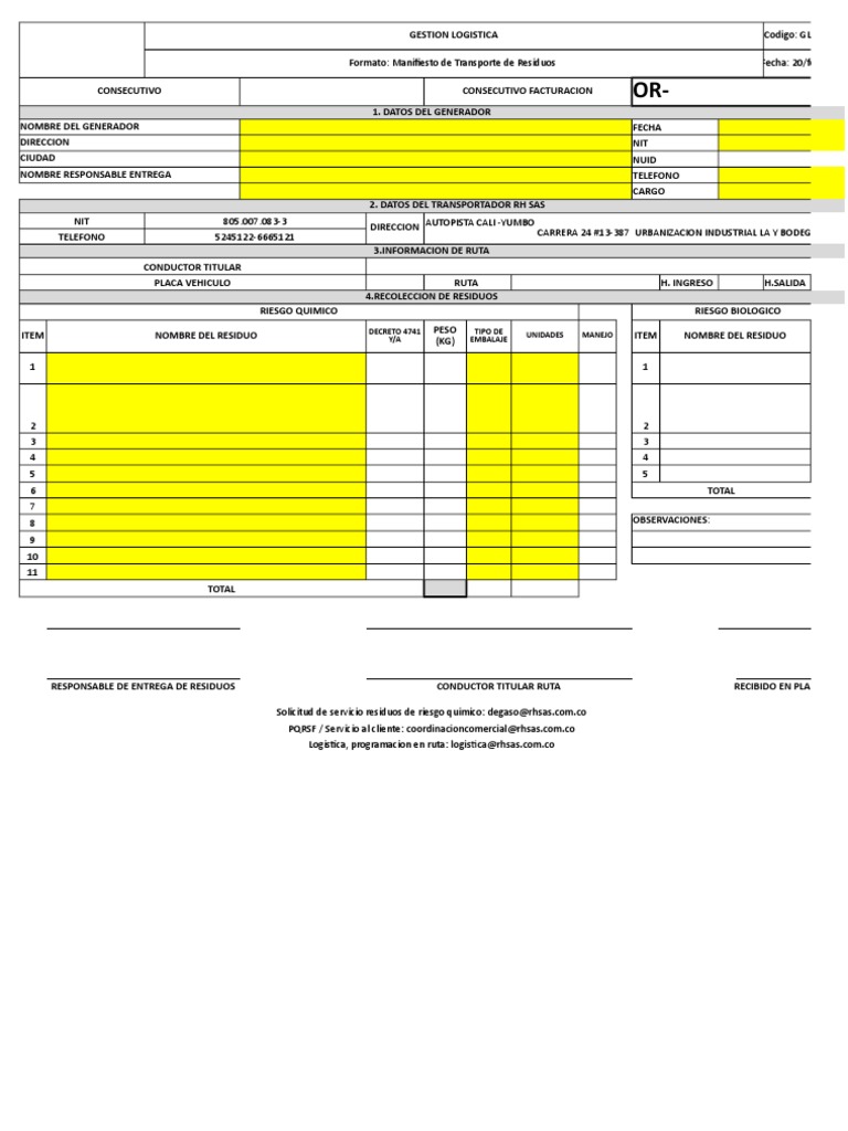 Formato de Recolección | PDF | Transporte | Transporte por carretera