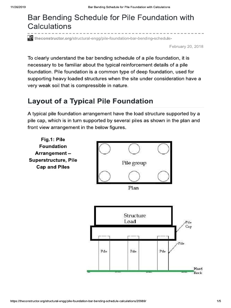 Bar Bending Schedule For Pile Foundation With Calculations | PDF