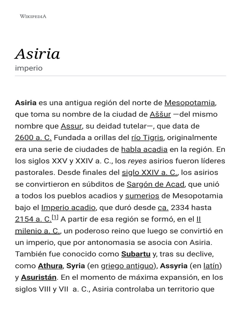 Historia y Evolución del Imperio Asirio | PDF | Asiria | Mesopotamia
