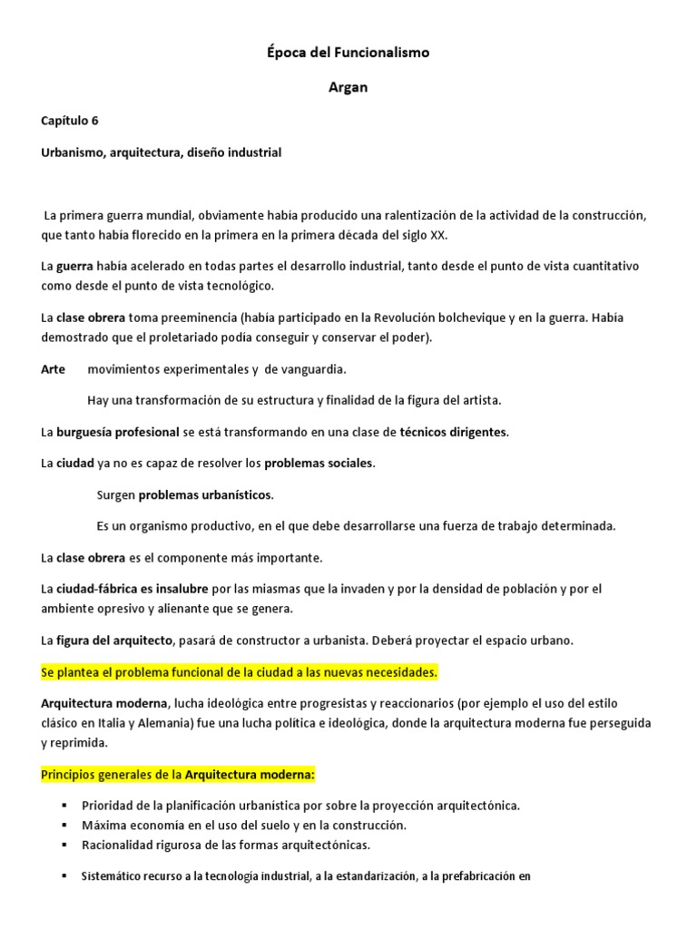 La Época Del Funcionalismo Argan "El Arte Moderno" | PDF | Urbanismo | Alemania