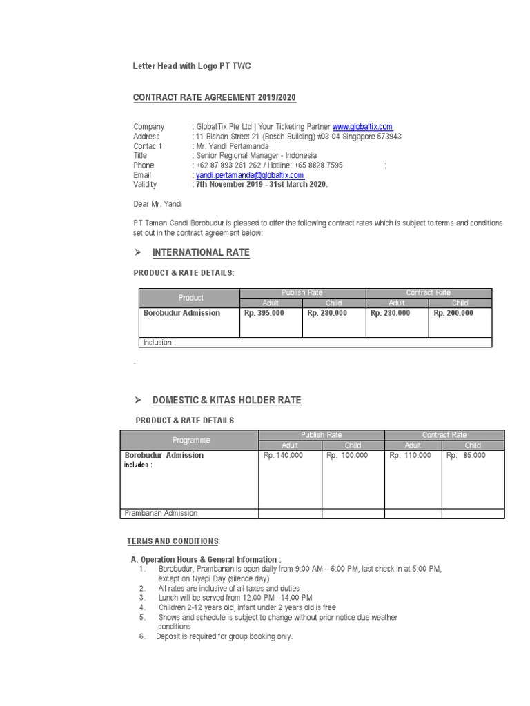 Sample Contract Rates Merchant | PDF | Banks | Insurance