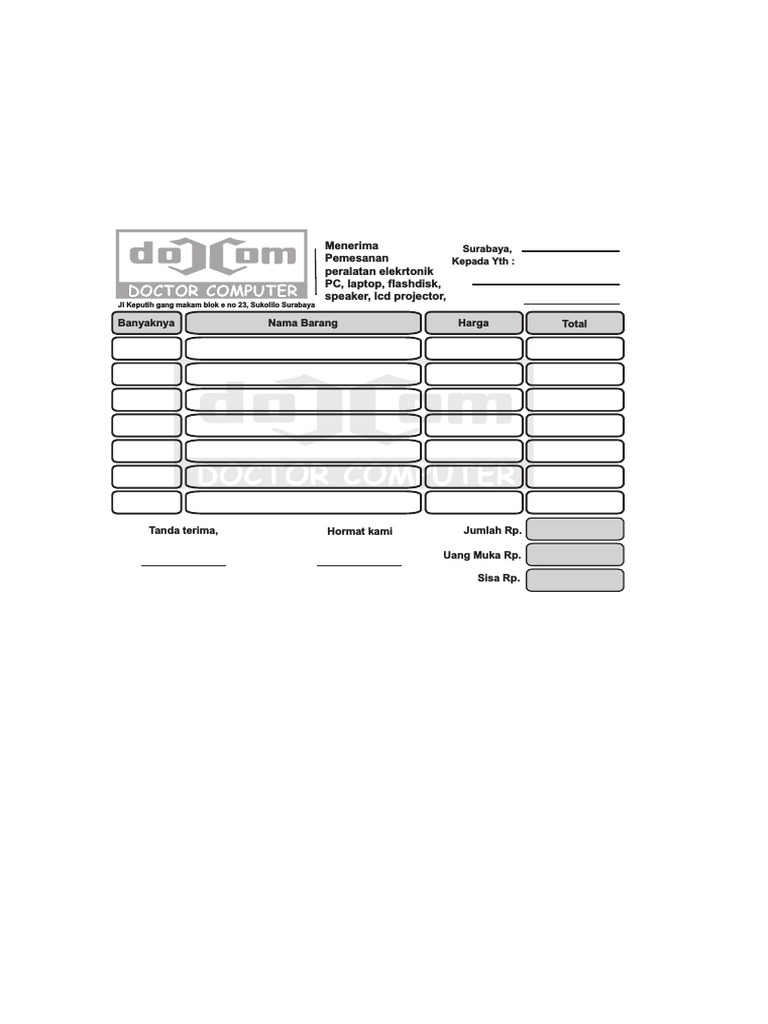 Nota Toko Komputer PDF | PDF