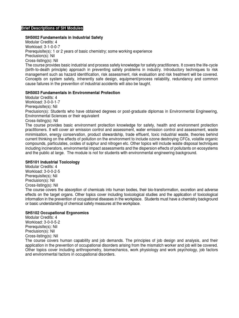 SH | PDF | Occupational Safety And Health | Risk Management