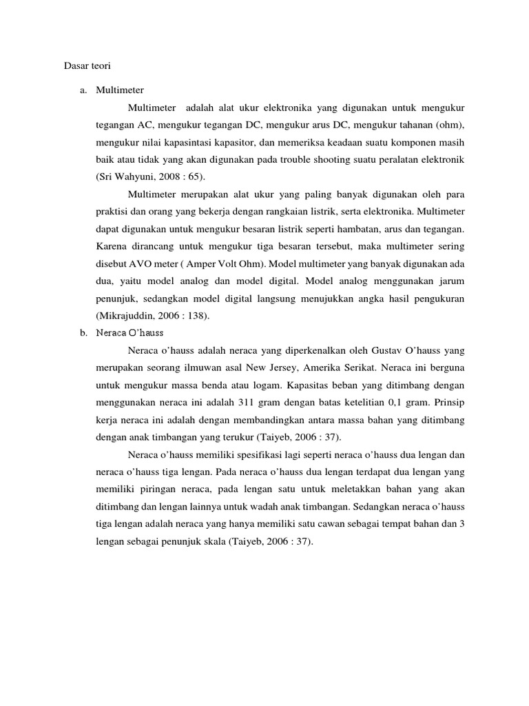 Dasar Teori & Pembahasan Penglab Alat Ukur | PDF