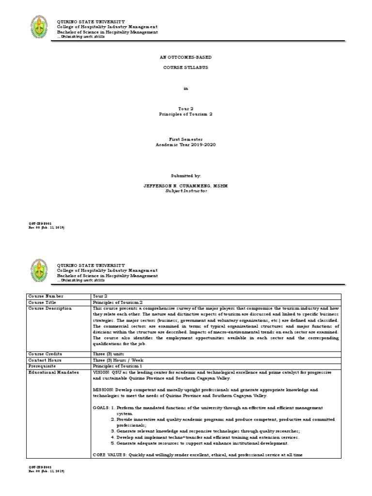 Tour 2 - Principles of Tourism 2 | PDF | Tourism | Hotel