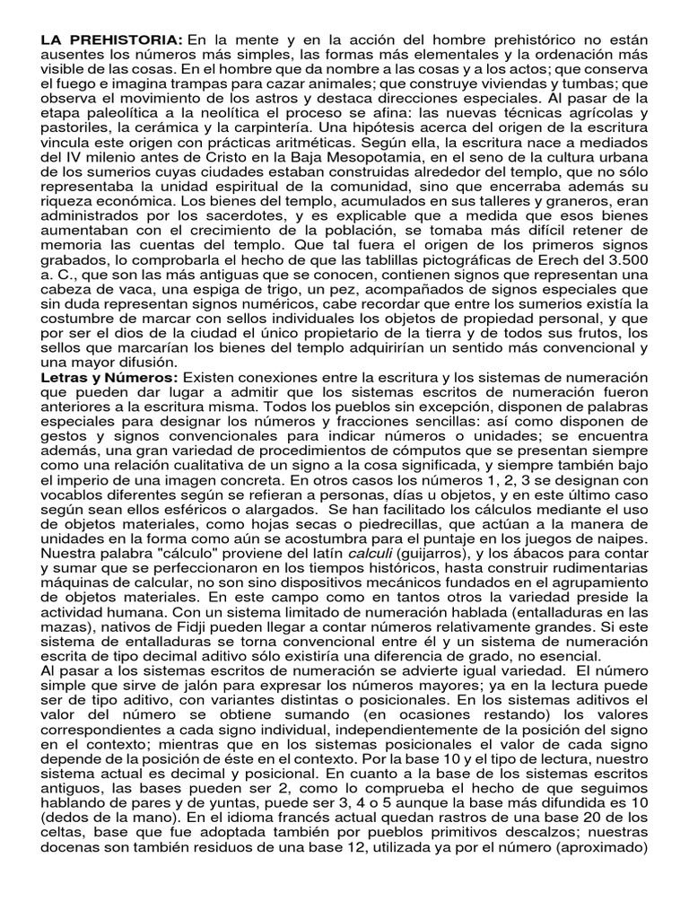 La Prehistoria | PDF | Números | Aritmética