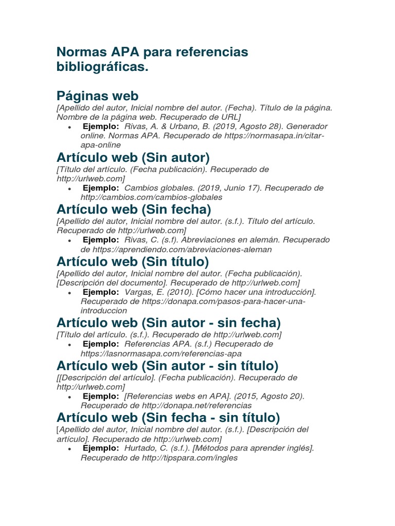 Normas APA para Referencias Bibliográficas | PDF
