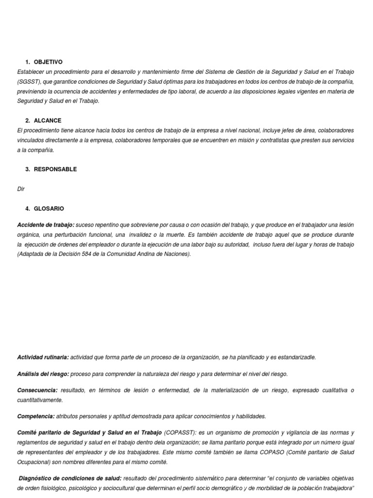 Procedimiento Seguridad y Salud en El Trabajo | PDF | Derecho laboral ...