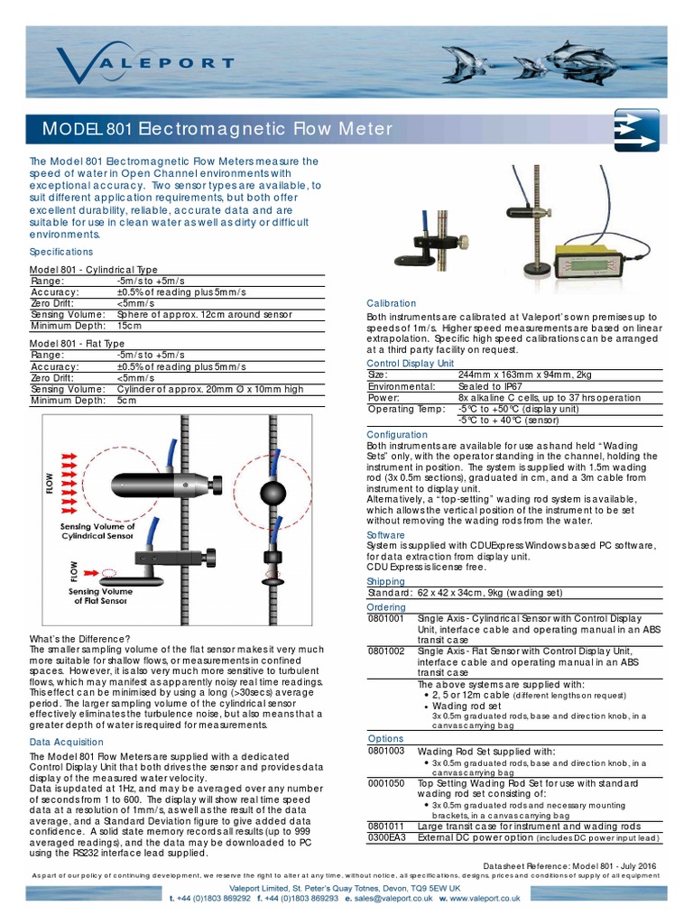 Valeport Model 801 | PDF | Flow Measurement | Sensor