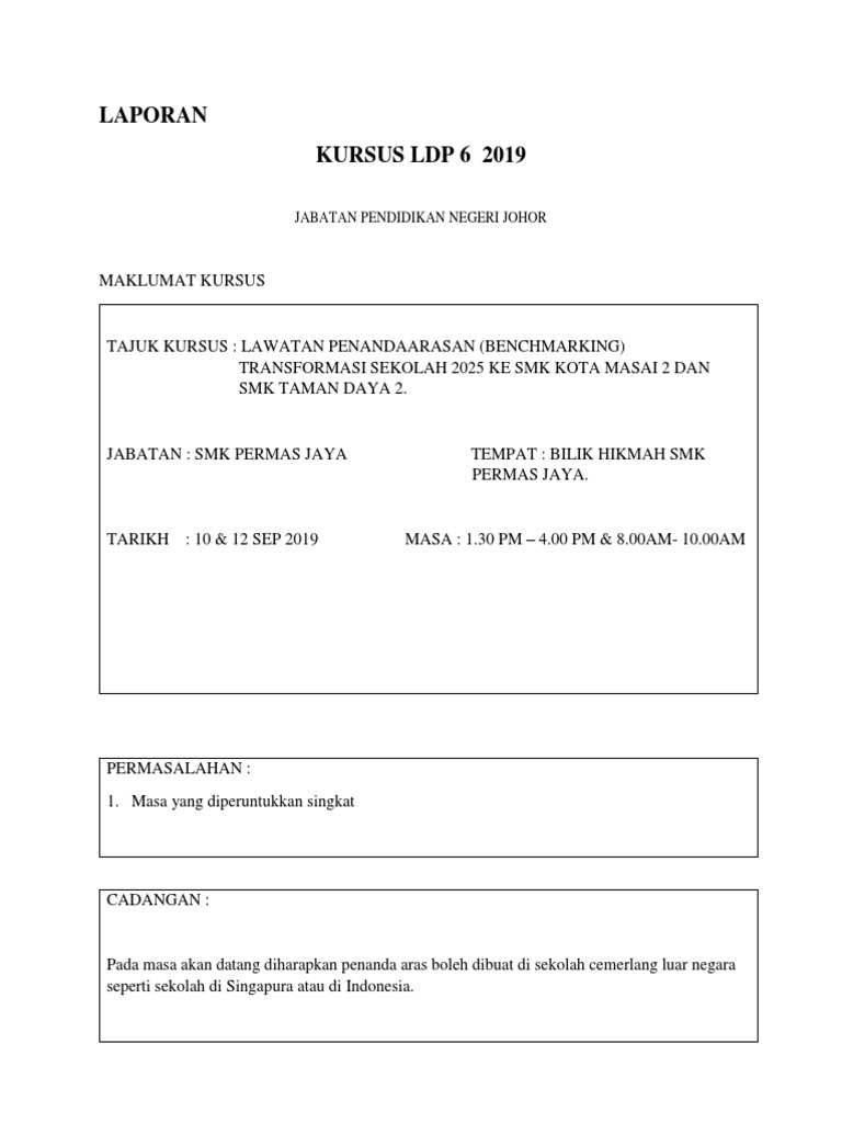 LDP 6 Lawatan Penanda Aras CONTOH | PDF