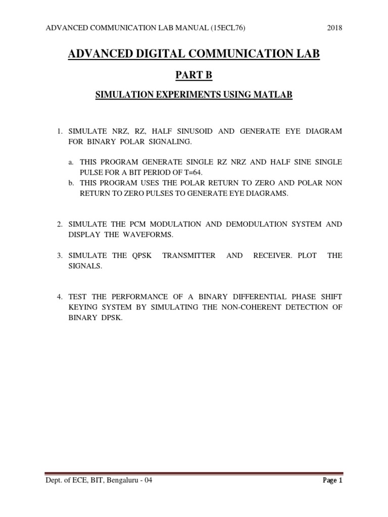 Advanced Digital Communication Lab Guide | PDF | Modulation | Media ...