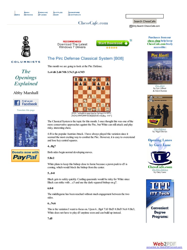 48.ajedrez The Pirc Defense Classical System (B08) | PDF | Chess ...