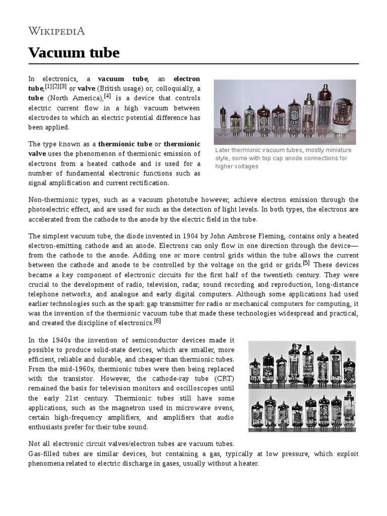 Overview of Vacuum Tube Technology | PDF | Vacuum Tube | Diode