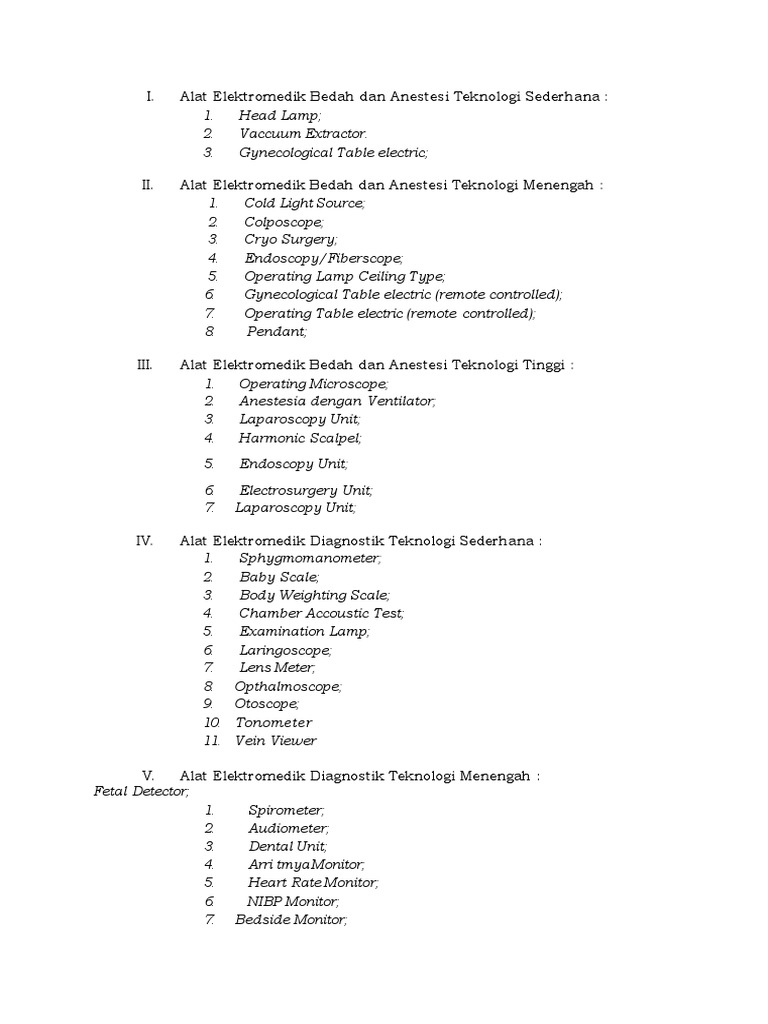 Alat Elektromedik Berdasarkan Teknologi | PDF | X Ray | Medical Equipment