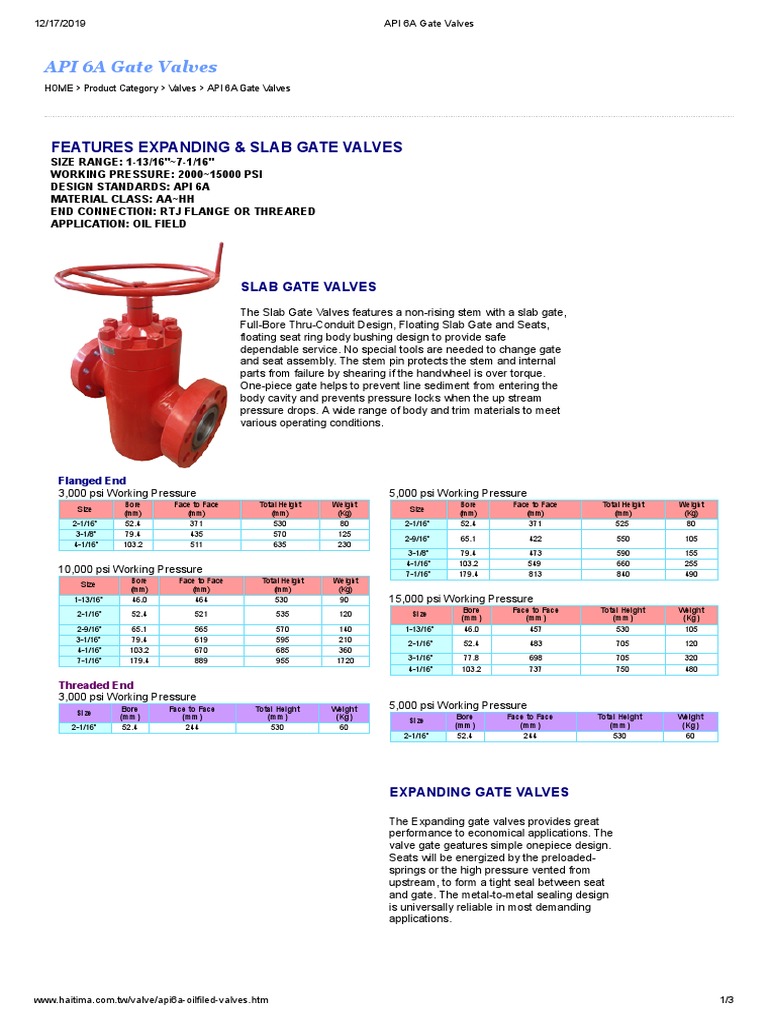 API 6A Gate Valves-Ref | PDF | Valve | Gas Technologies