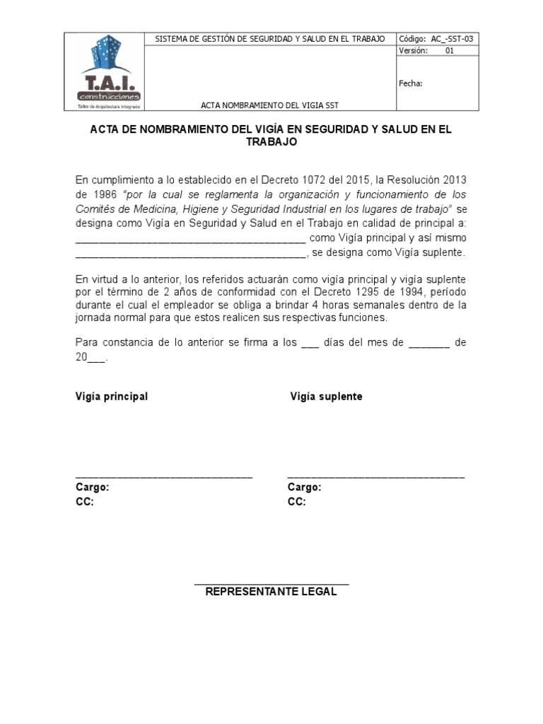 Ac - Acta Conformacion Vigia SST | PDF