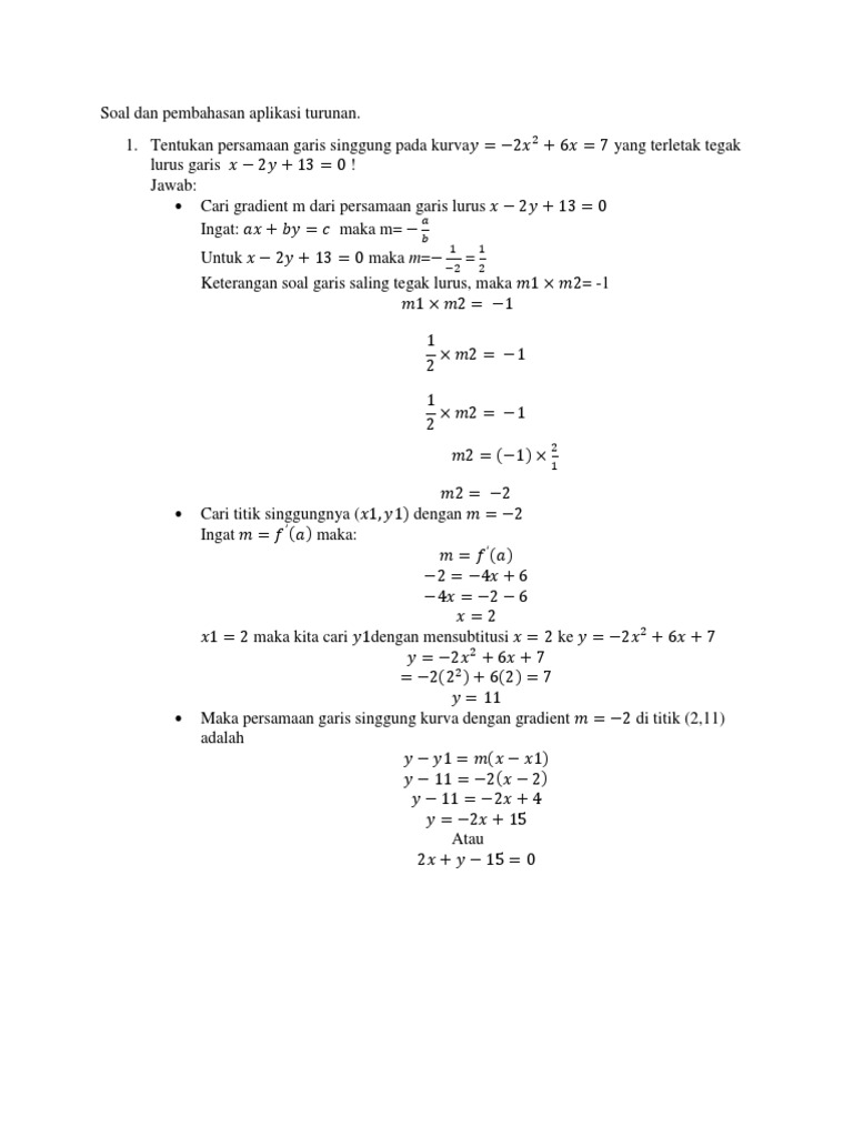 Contoh Soal Aplikasi Turunan | PDF