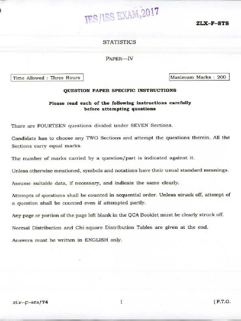 Statistics Question Paper | PDF