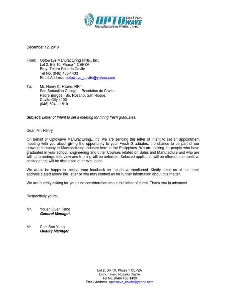 Letter of Intent SSCR | PDF