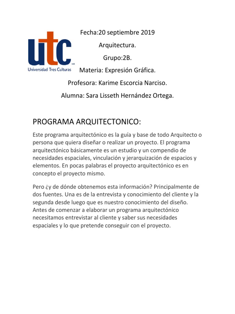 Programa Arquitectonico | PDF