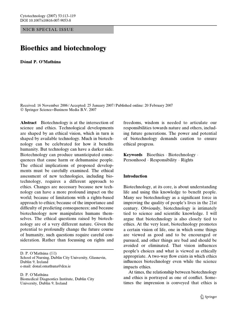 Bioethics in Biotechnology: Key Insights | PDF | Biotechnology | Rights