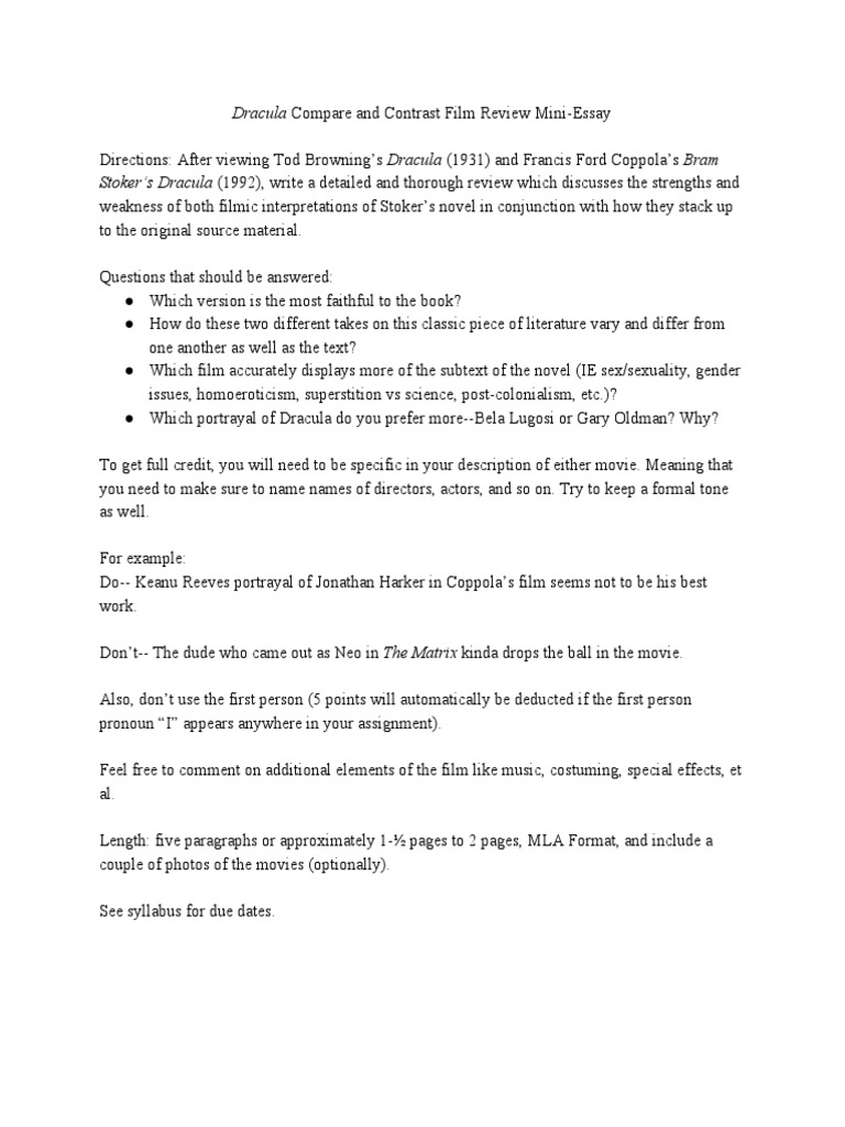 Comparing Dracula Film Adaptations | PDF